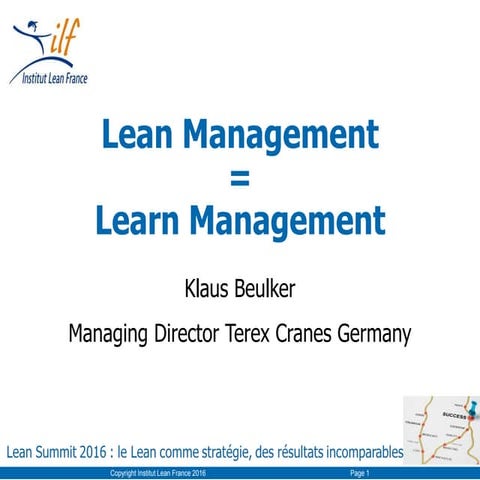 Lean management = Learn management par Klaus Beulker | PDF