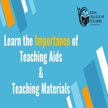 Learn the Use of Teaching Aids and Teaching Materials | PDF