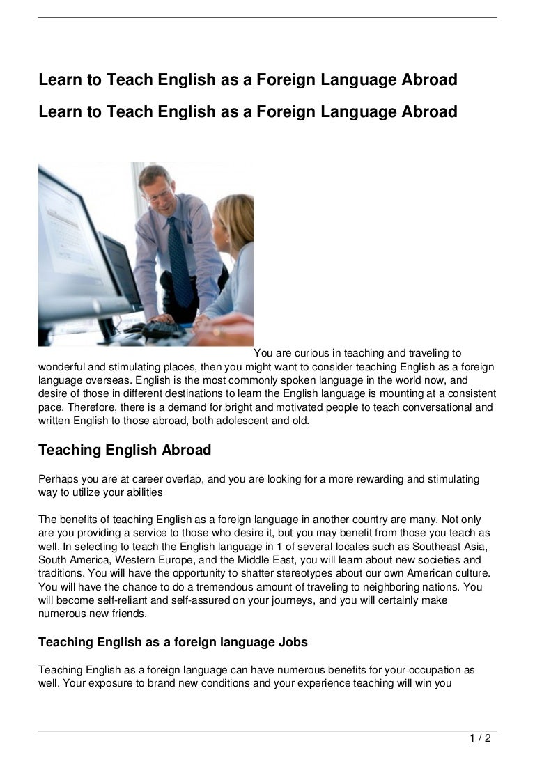 Learn To Teach English As A Foreign Language Abroad Learn To Teach English As A Foreign Language Abroad