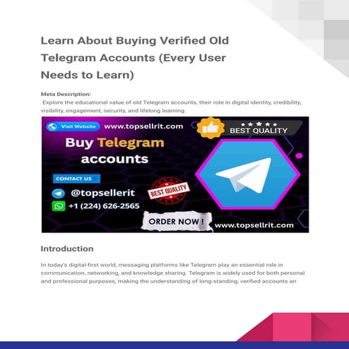 Learn About Buying Verified Old Telegram Accounts (Every User Needs to ...