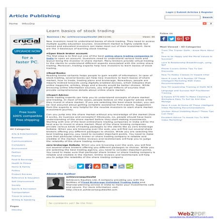 Learn Basics of Stock Trading:achiieversequitiesltd.com