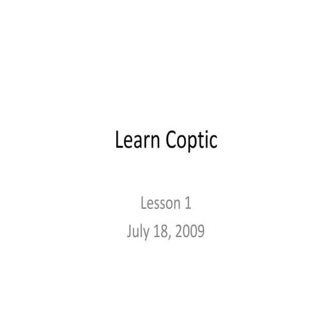 Learn Coptic | PPTX