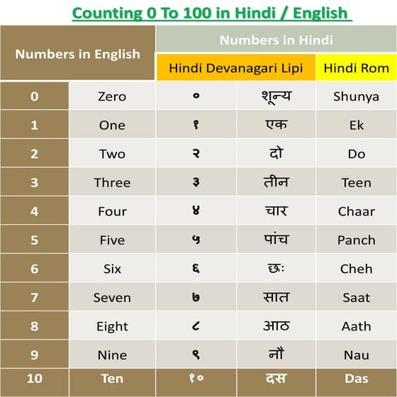 Counting in Hindi 0 To 100 तक गिनती PDF | PDF