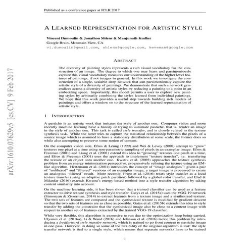 A Learned Representation for Artistic Style | PDF