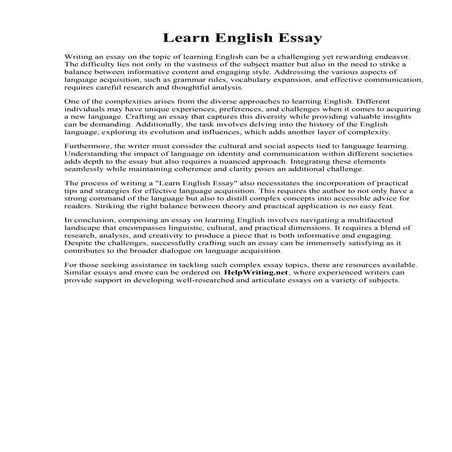 Learn English Essay | PDF
