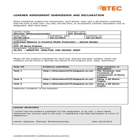 Learner assessment submission declaration | DOCX