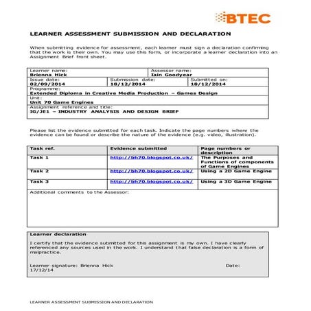 Learner assessment submission declaration | DOCX