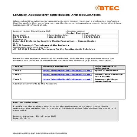 Learner assessment submission declaration | PDF