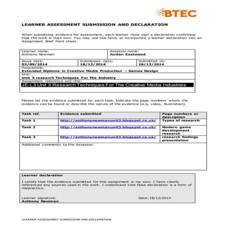 Learner assessment submission declaration | PDF