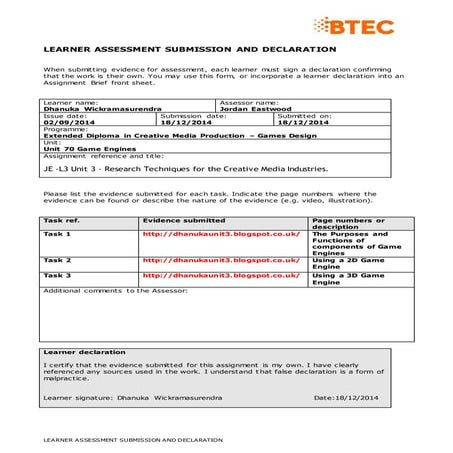 Learner assessment submission declaration | DOCX