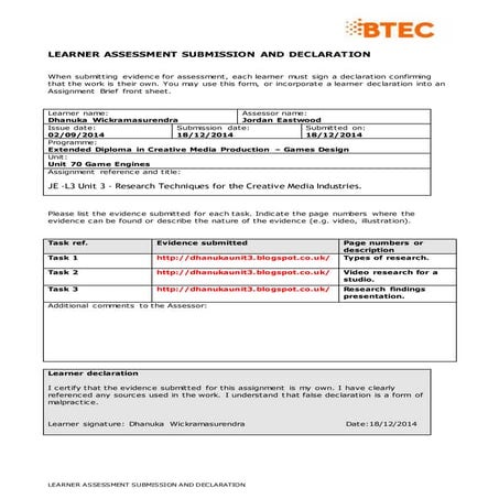 Learner assessment submission declaration | PDF