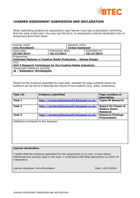 Learner assessment submission declaration | PDF