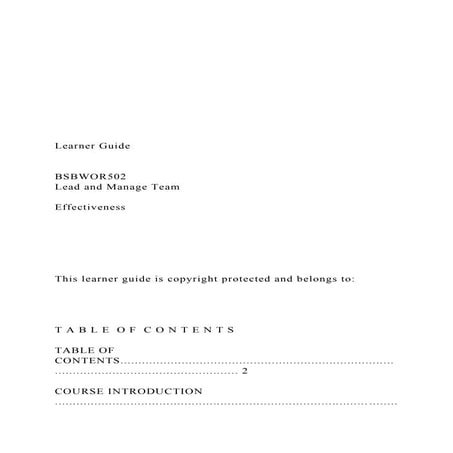 Learner Guide BSBWOR502 Lead and Manage T.docx