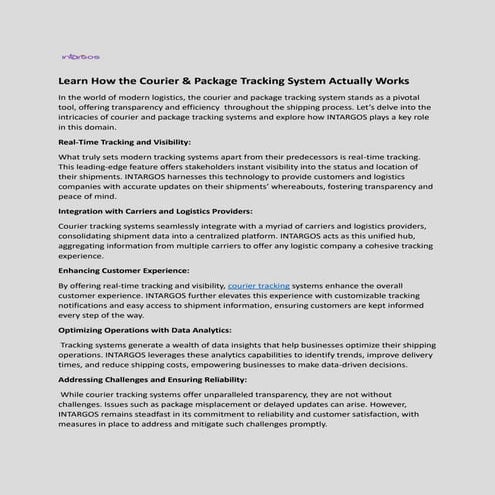 Courier & Package Tracking System Actually Works | PDF