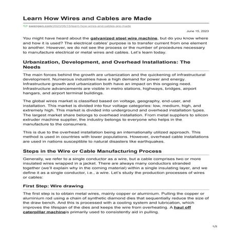 8 step-by-step processes of manufacturing of electrical cable | PPTX
