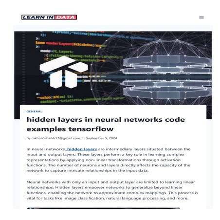 Hidden Layers In Neural Networks Code Examples Tensorflow Pdf 