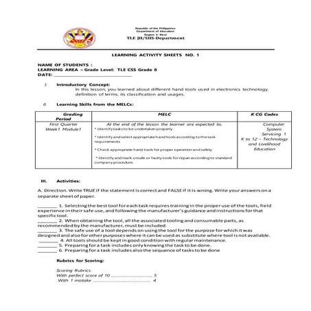 Learning activity-sheet-module1 CSS 1.0 | DOCX