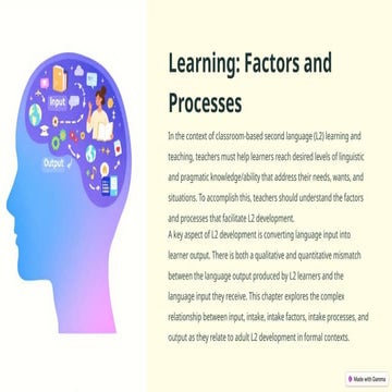 LEarning Factors and processes in language learning | PPTX