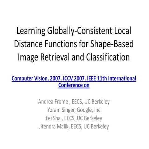 Learning Globally Consistent Local Distance Functions For Shape