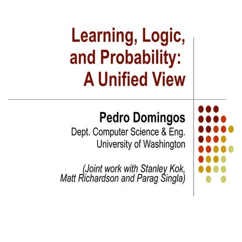 Learning, Logic, and Probability: a Unified View | PPT
