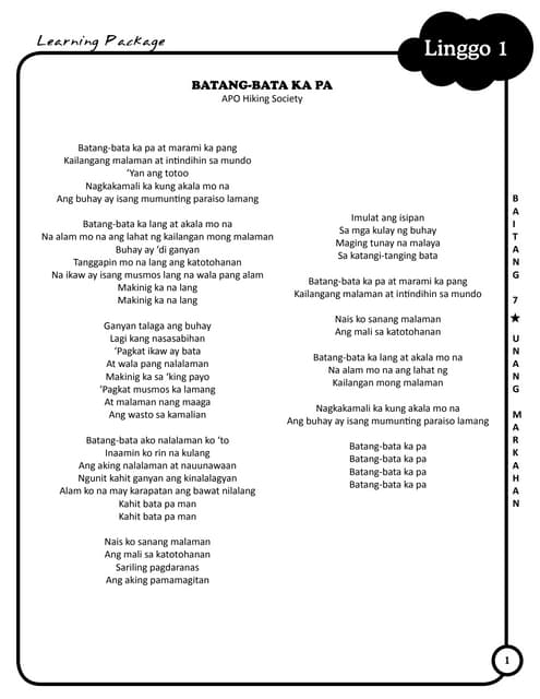 Mga Kwentong Bayan at Tula - Grade 7 | DOCX