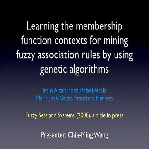 Learning The Membership Function Contexts For Mining Fuzzy Association 7231