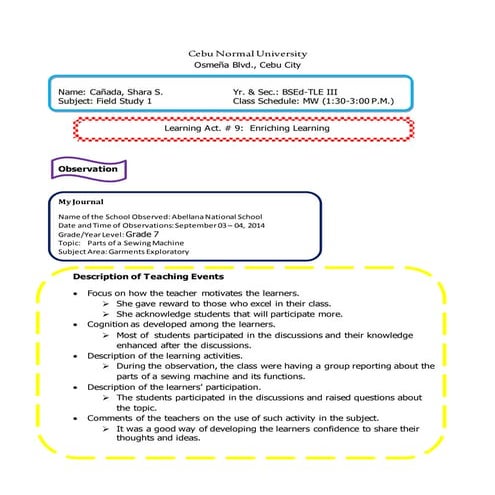 Learning act# 9 enriching learning | DOCX