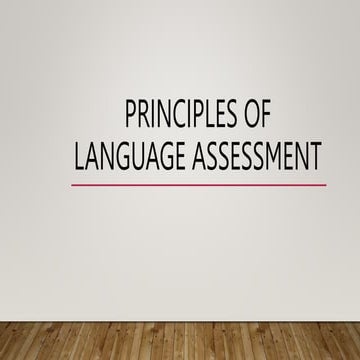 Principles of Language Assessment | PPT