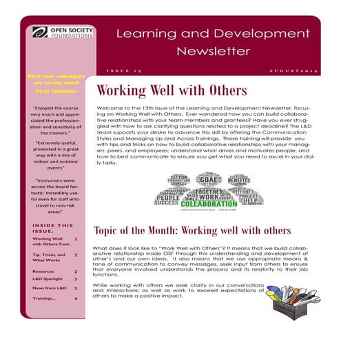 Learning and development newsletter - August 2014 | PDF
