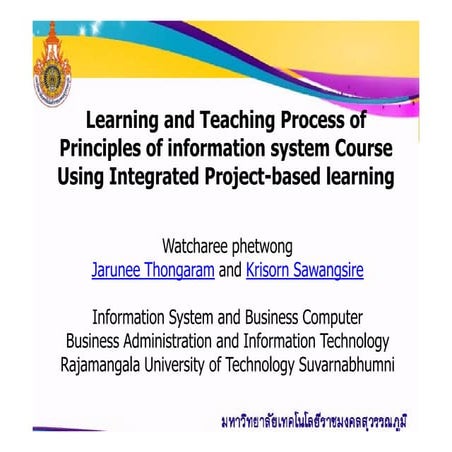 Learning and teaching process of principles of information | PPT