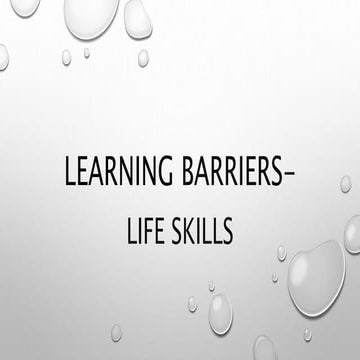 Learning barrier- life skills | PPT