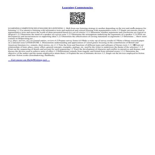 Learning Competencies | PDF