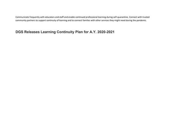 SCHOOL LEARNING CONTINUITY PLAN.docx | Education industry | Industries