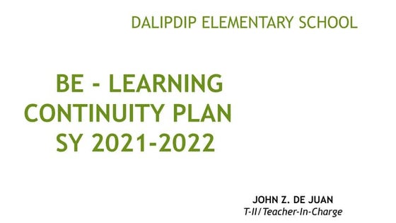 SCHOOL LEARNING CONTINUITY PLAN.docx | Education industry | Industries