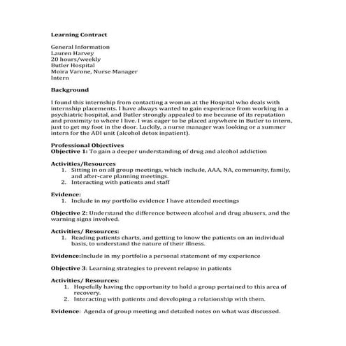Learning contract | PDF