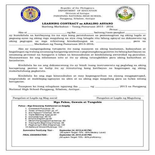 Learning Contract Document | PDF