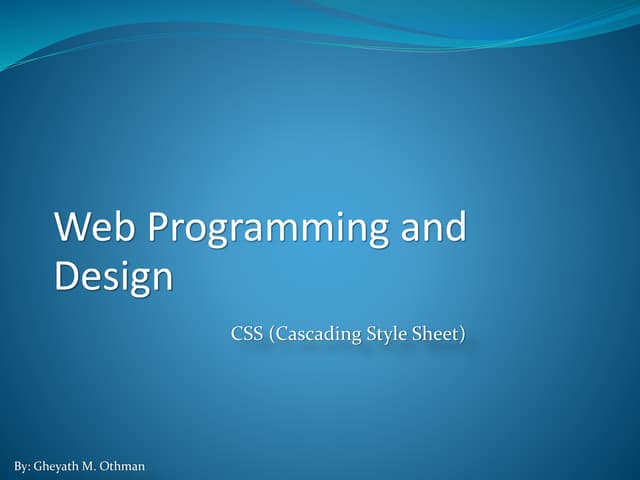 Web Design Course Css Lecture 3 Ppt