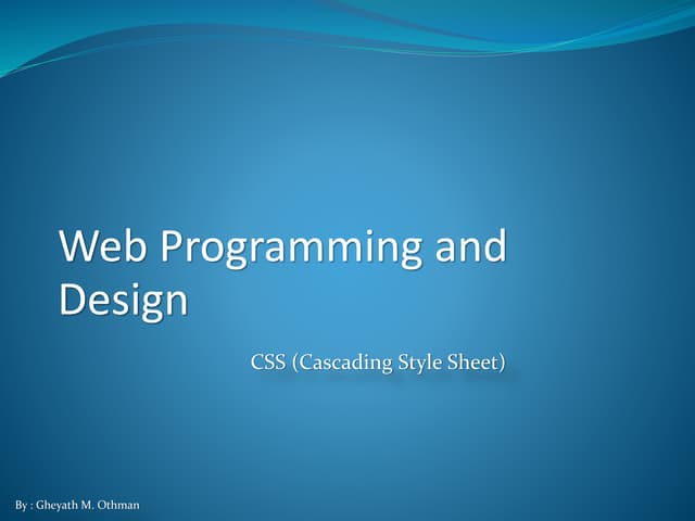 Web Design Course: CSS lecture 4 | PPT Web Design Course: CSS lecture 4 | PPT