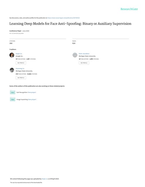 Detection Of Face Spoofing Using Visual Dynamics Docx