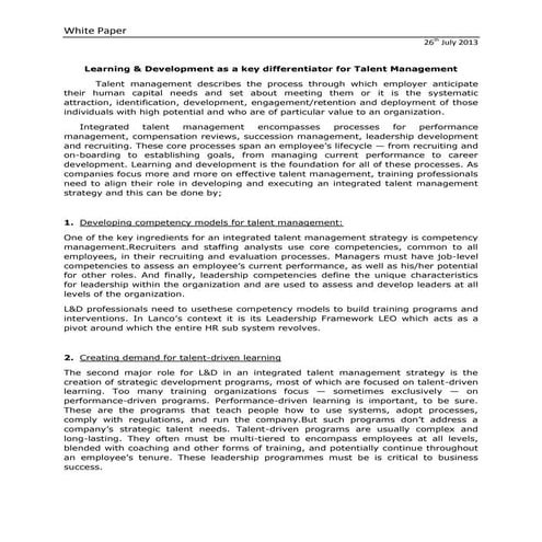 Learning development a key differentiator | DOCX