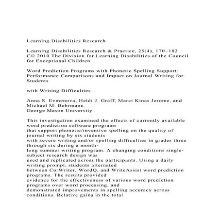 Learning Disabilities ResearchLearning Disabilities Resear.docx