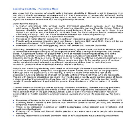 Learning Disability - Predicting Need | DOC