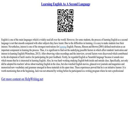 Learning English As A Second Language | PPT