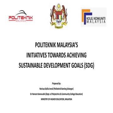 POLITEKNIK MALAYSIA’S INITIATIVES TOWARDS ACHIEVING SUSTAINABLE ...