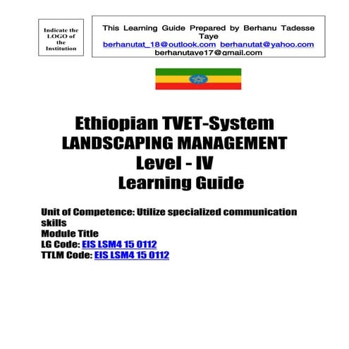 Learning guide 3 utilize specialized communication skills berhanu ...