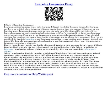 Learning A New Language Essay | PDF