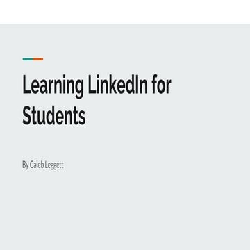 Learning linked in for students | PDF