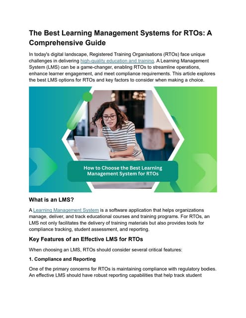 A Comprehensive Guide How To Choose The Right Learning Management System Lms Pdf
