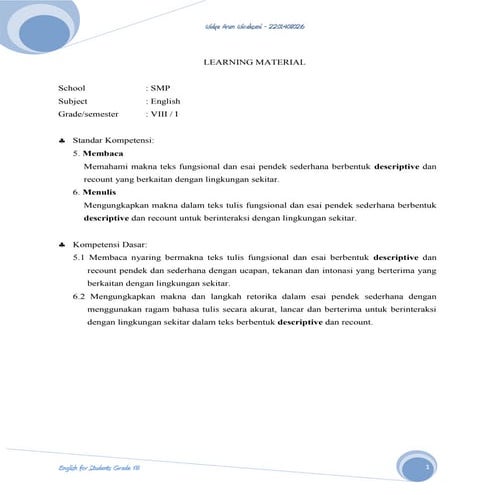 Learning material | PDF