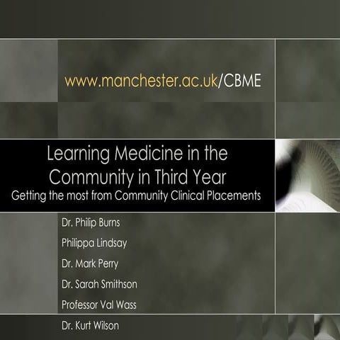 Learning Medicine In The Community | PPT